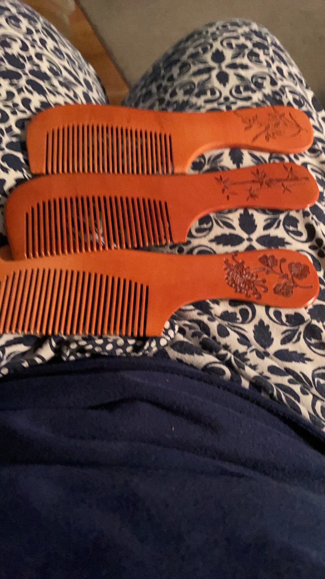 Large Peach Wood Comb Anti Static Portable Cosmetic Comb Plum Orchid ...