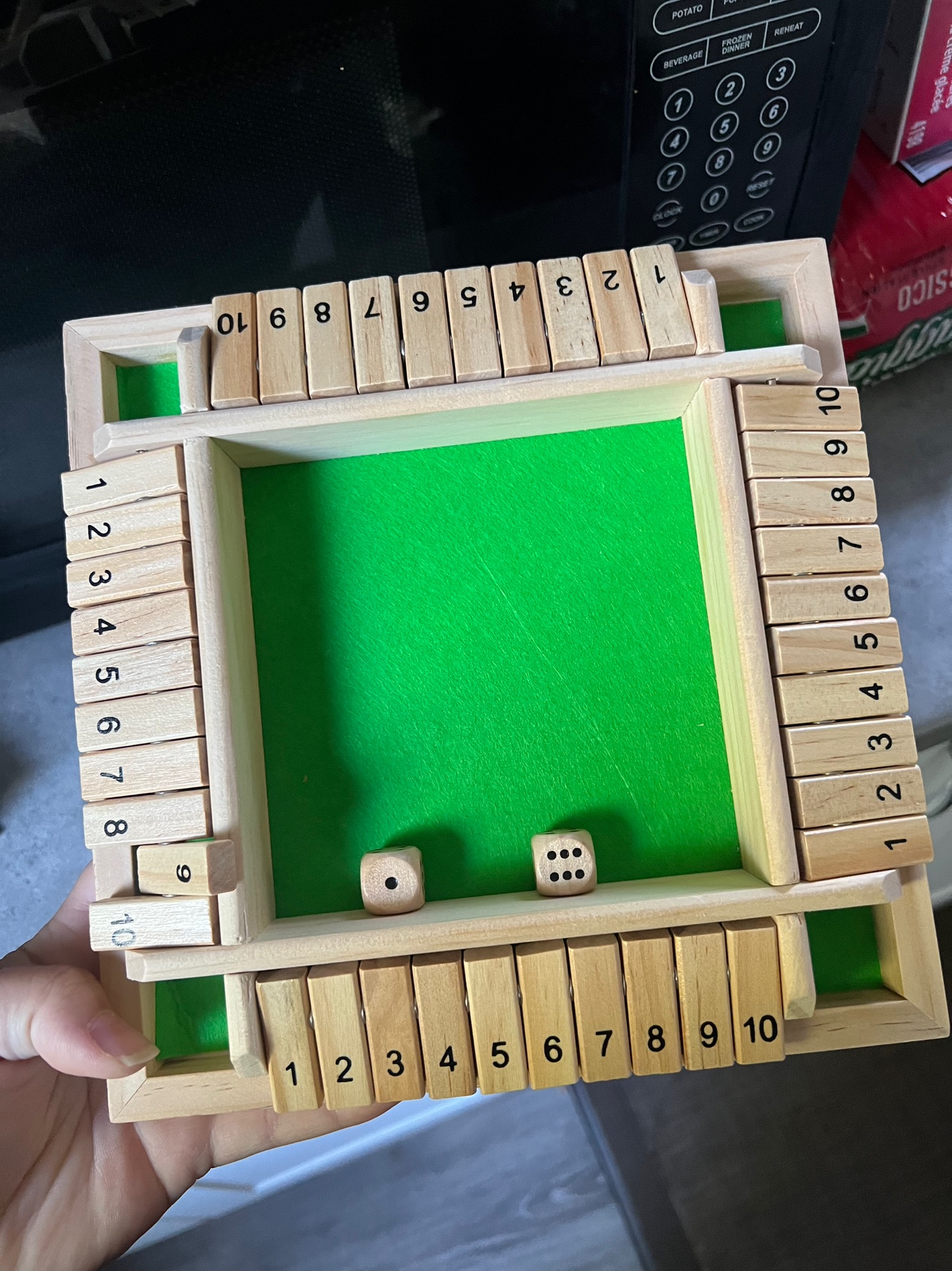 Shut The Box Dice Board Game Wooden Flaps Dices Game 4 Players Pub Bar ...