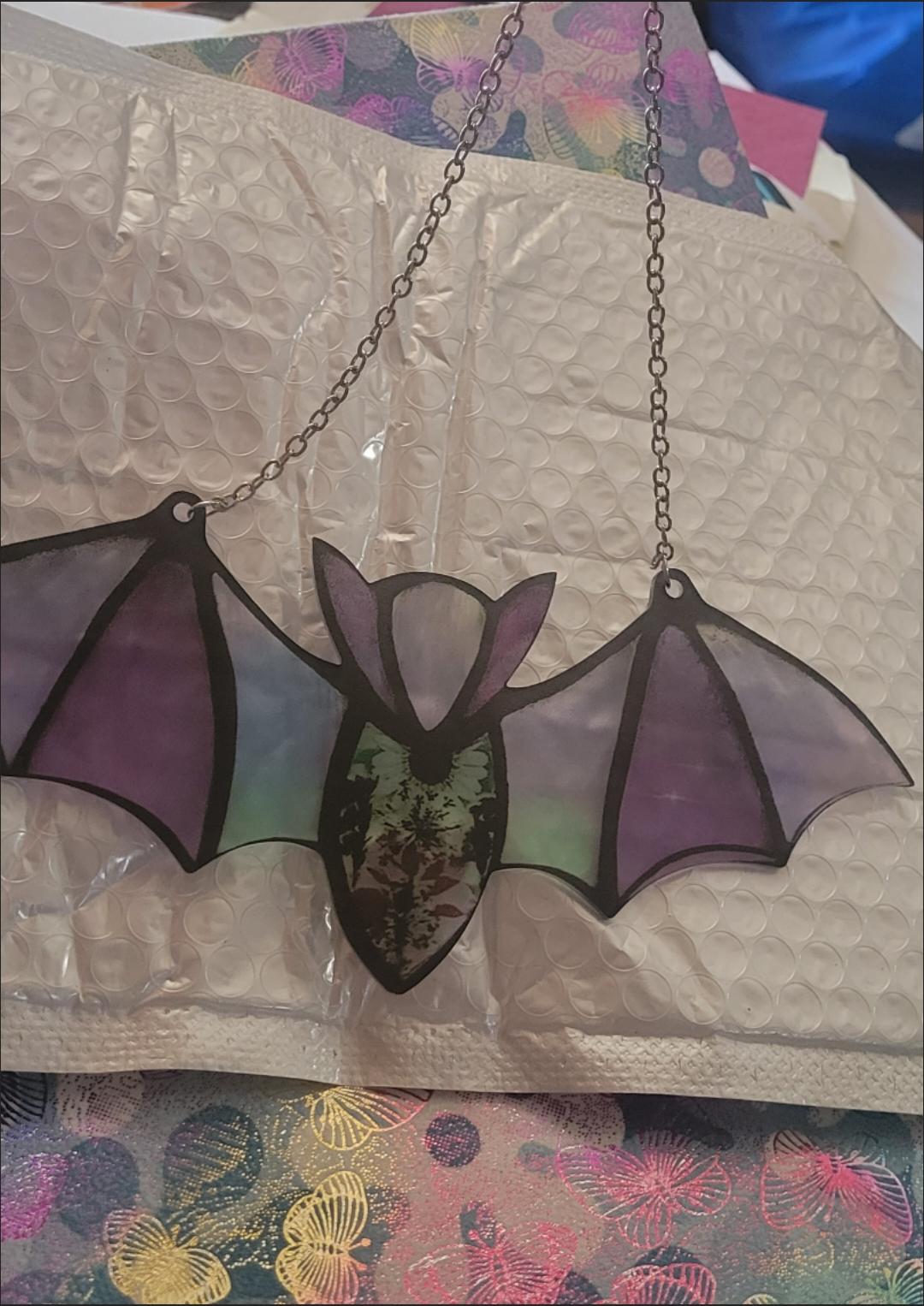 Acrylic Bat Pendant: Stained Glass Window Hangings With Chain For Home ...