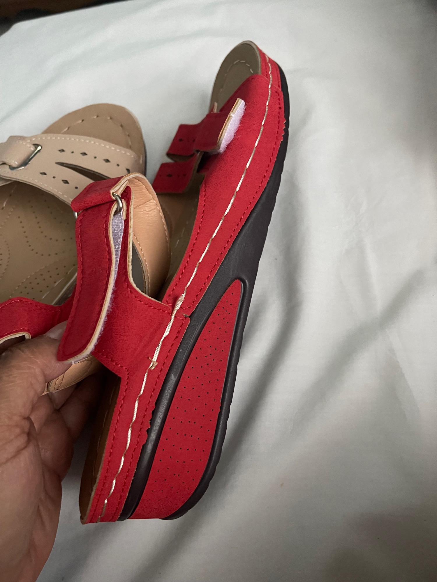 Women's Casual Wedge Sandals, Open Toe Hook & Loop Strap Slingback ...